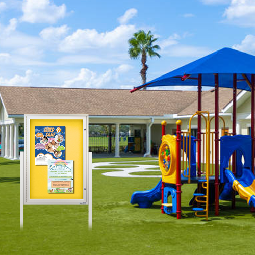 Weatherplus Radius Edge Outdoor Enclosed Bulletin Board Display Stand ...