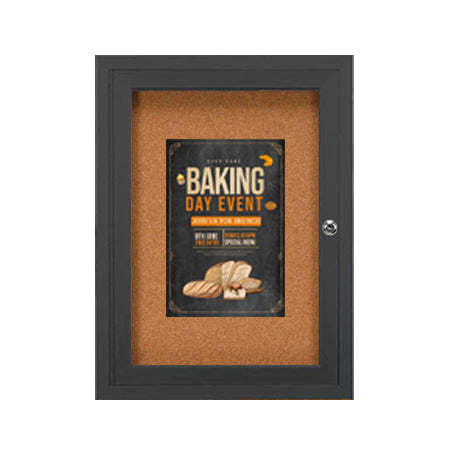 22 x 28 Indoor Bulletin Board. Locking Display Case w Fabric Covered ...