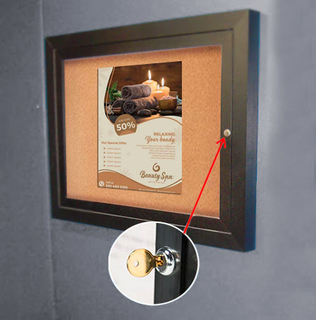 22 x 28 Indoor Bulletin Board. Locking Display Case w Fabric Covered ...