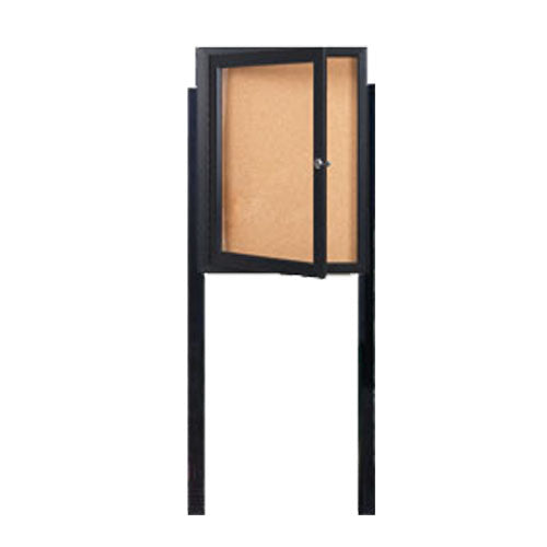 Standing 11x14 Outdoor Bulletin Board Enclosed - 2 Posts with One Door ...