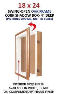 SwingFrame 18 x 24 Oak Wood Shadowbox with Cork Board (4" Deep ...