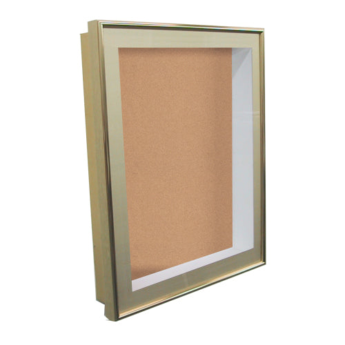 2 Inch Deep Designer Lighted Metal Frame Cork Board Display Case 24x24 ...