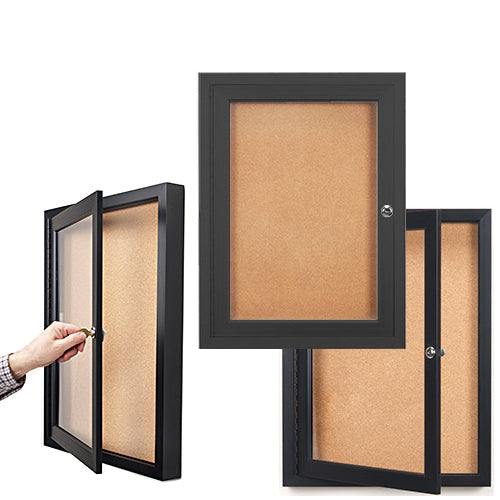 22 x 28 Indoor Bulletin Board. Locking Display Case w Fabric Covered ...