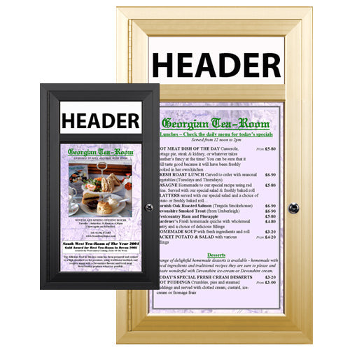 Indoor Restaurant Displays with Header | Menu Cases | Wall Mount Indoor ...