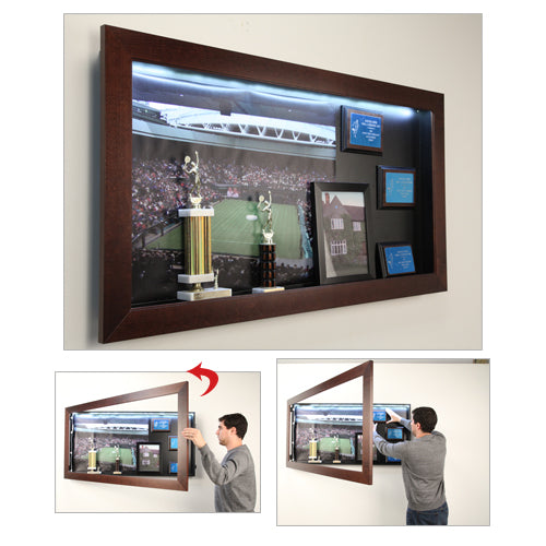 LED Lighted Wide Wood Frame Large Shadow Boxes 3 Inch Deep | 26 Sizes ...