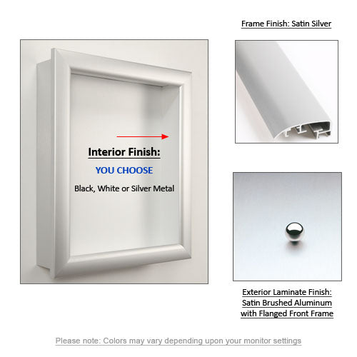 LED Lighted Shadow Box Display Case 3" Deep with Enclosed Cork Bulletin ...