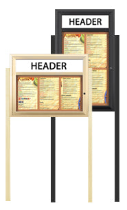 Outdoor Menu Case Displays with Header, Lights and Legs For 8.5x14 ...