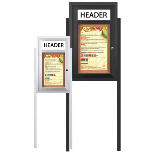 Outdoor Menu Case Displays with Header and Leg Posts For 8.5x14 ...
