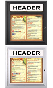 Outdoor Menu Case Displays with Header For 8.5x14 Restaurant Menus ...