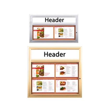 Outdoor Enclosed Menu Cases + Header + Lighted | 11X17 Landscape Menus ...