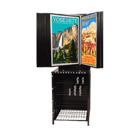 Floor Poster Display Rack +Poster Bin Storage | 30 Flip Panels 2-Sided ...