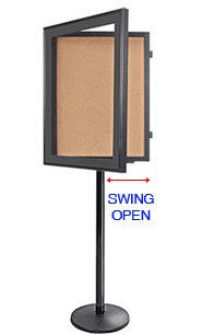 SwingFrame Designer Bulletin Board Stand - Indoor Enclosed Cork Board ...