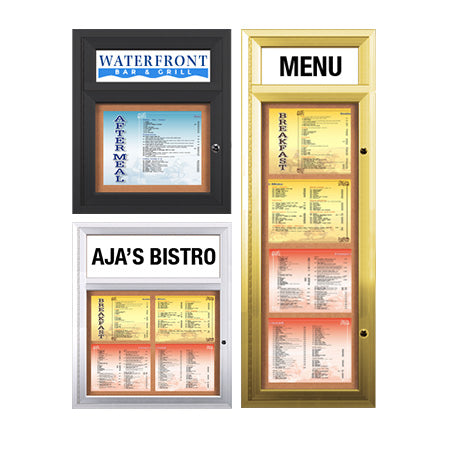 Indoor Restaurant Display Case with Header Panel | For 8.5x11 Menus ...