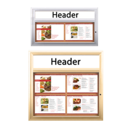 Indoor Restaurant Displays with Header | Menu Cases | Wall Mount Indoor ...